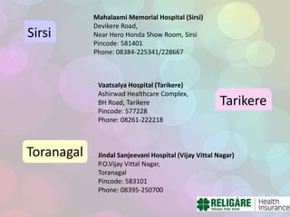 Religare Health Insurance- Network Hospital In Karnataka | PPTX