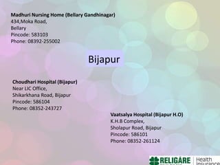 Religare Health Insurance- Network Hospital In Karnataka | PPTX