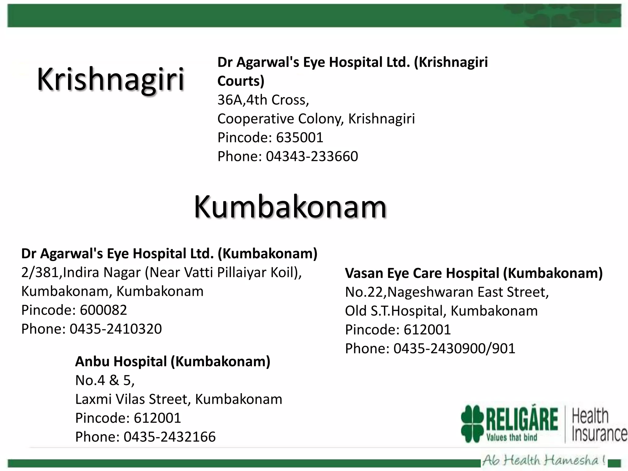 Religare Health Insurance - Network Hospital In Tamil Nadu | PPTX