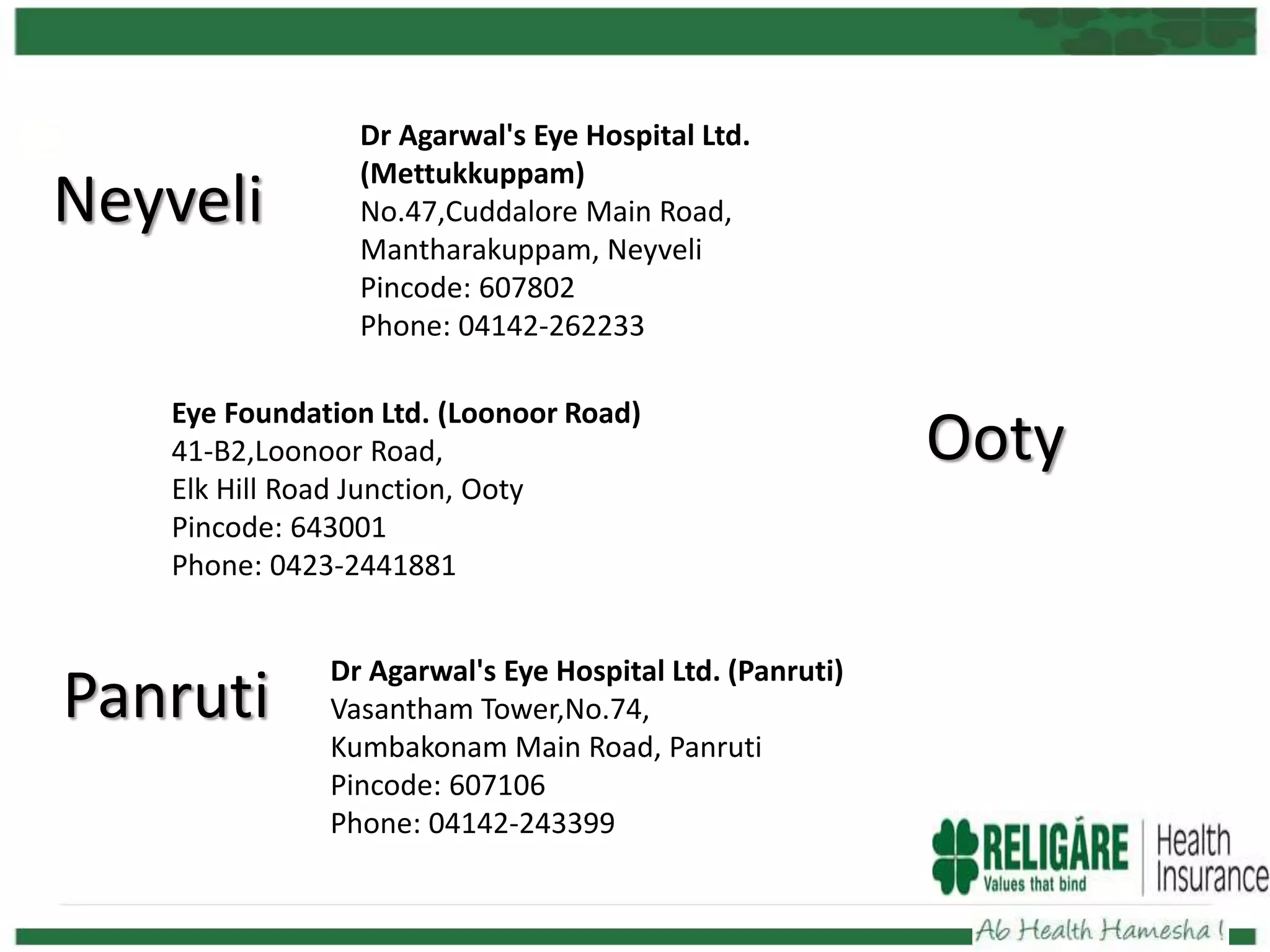 Religare Health Insurance - Network Hospital In Tamil Nadu | PPTX