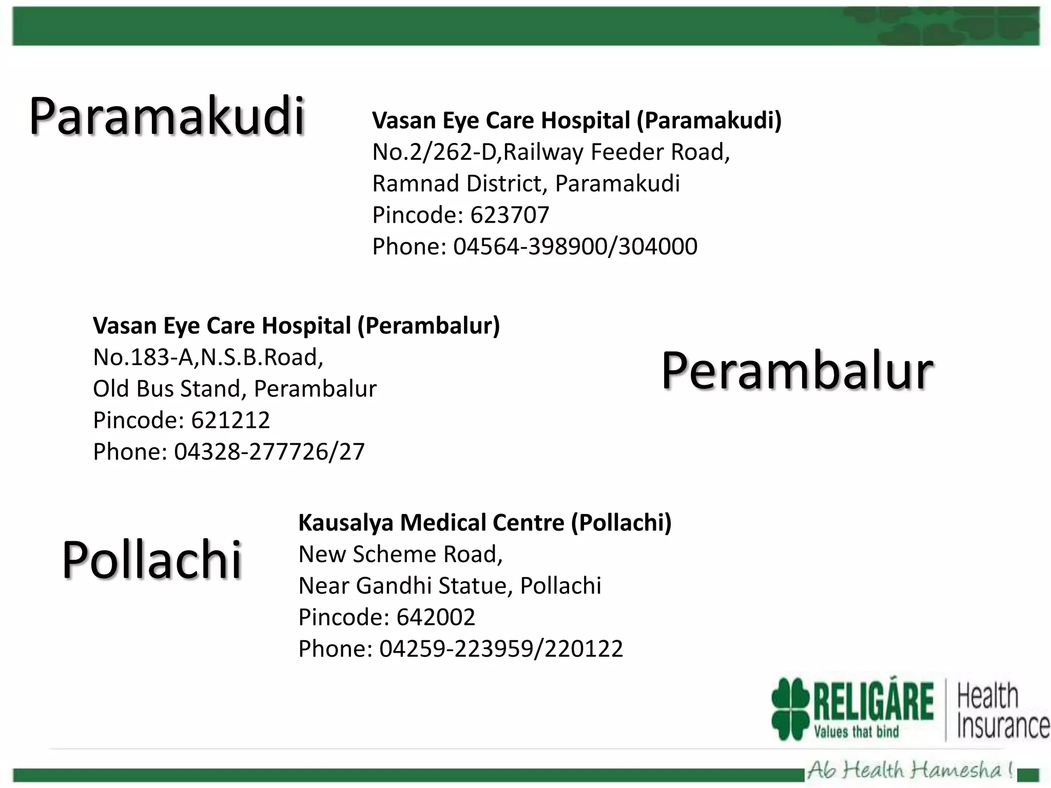 Religare Health Insurance - Network Hospital In Tamil Nadu | PPTX