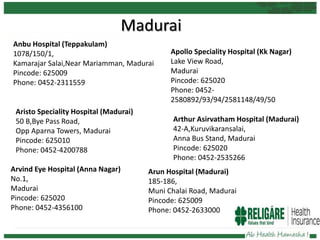 Religare Health Insurance - Network Hospital In Tamil Nadu | PPTX