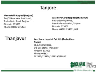 Religare Health Insurance - Network Hospital In Tamil Nadu | PPTX