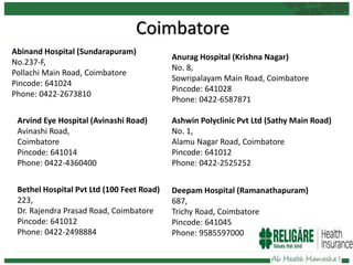 Religare Health Insurance - Network Hospital In Tamil Nadu | PPTX