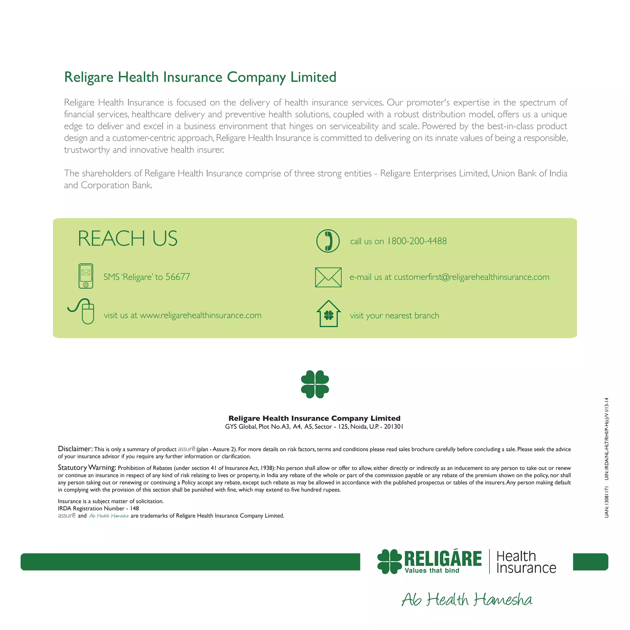 Assure - Religare Health Insurance Critical Illness Plan Brochure | PDF