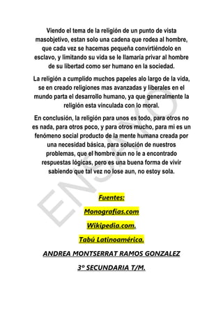 Religión montserrat ramos | DOCX