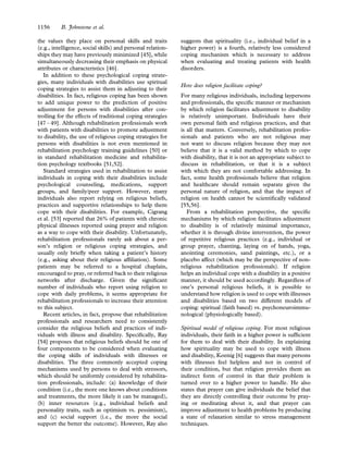 Religion And Disability Clinical, Research And Training Considerations ...