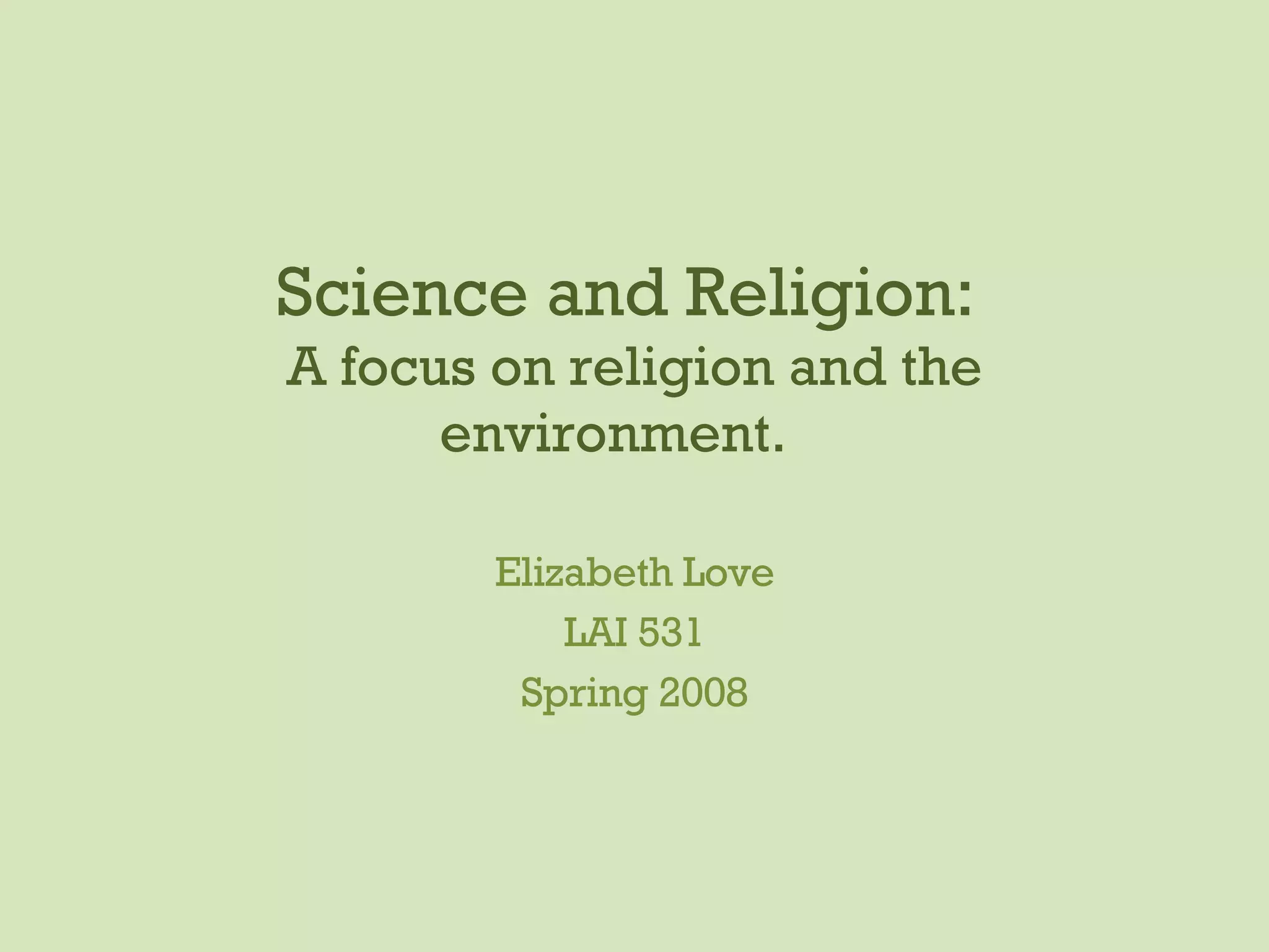 Religion and the Environment | PPT