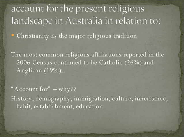Religion In Australia Since 1945 | PPT | Christianity | Religion ...