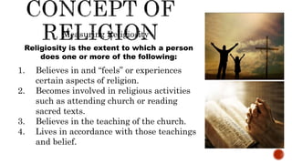 Religion - Lesson 1: Concept of Religon and Belief System | PPTX