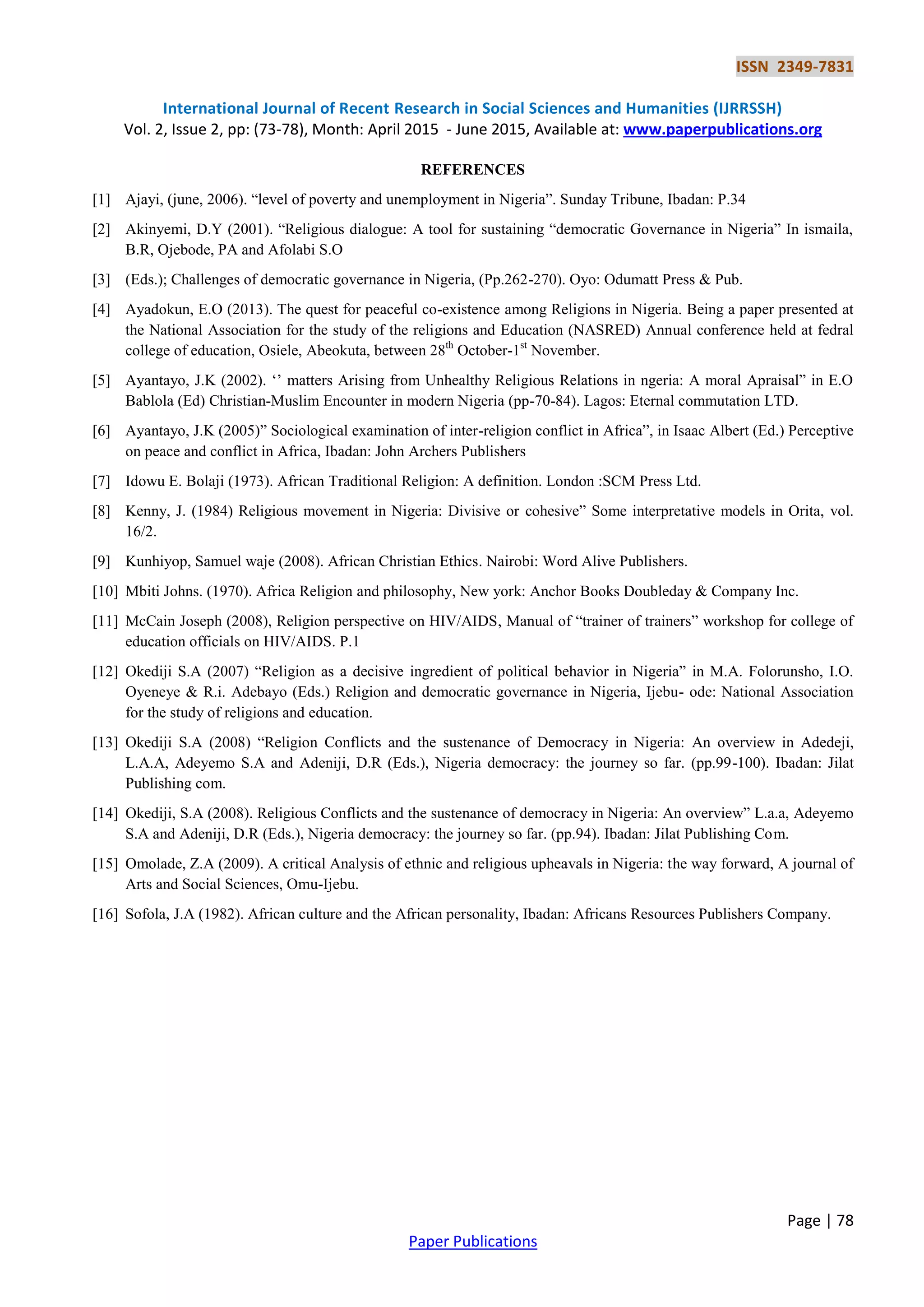 Religion and Challenges of National Unity | PDF