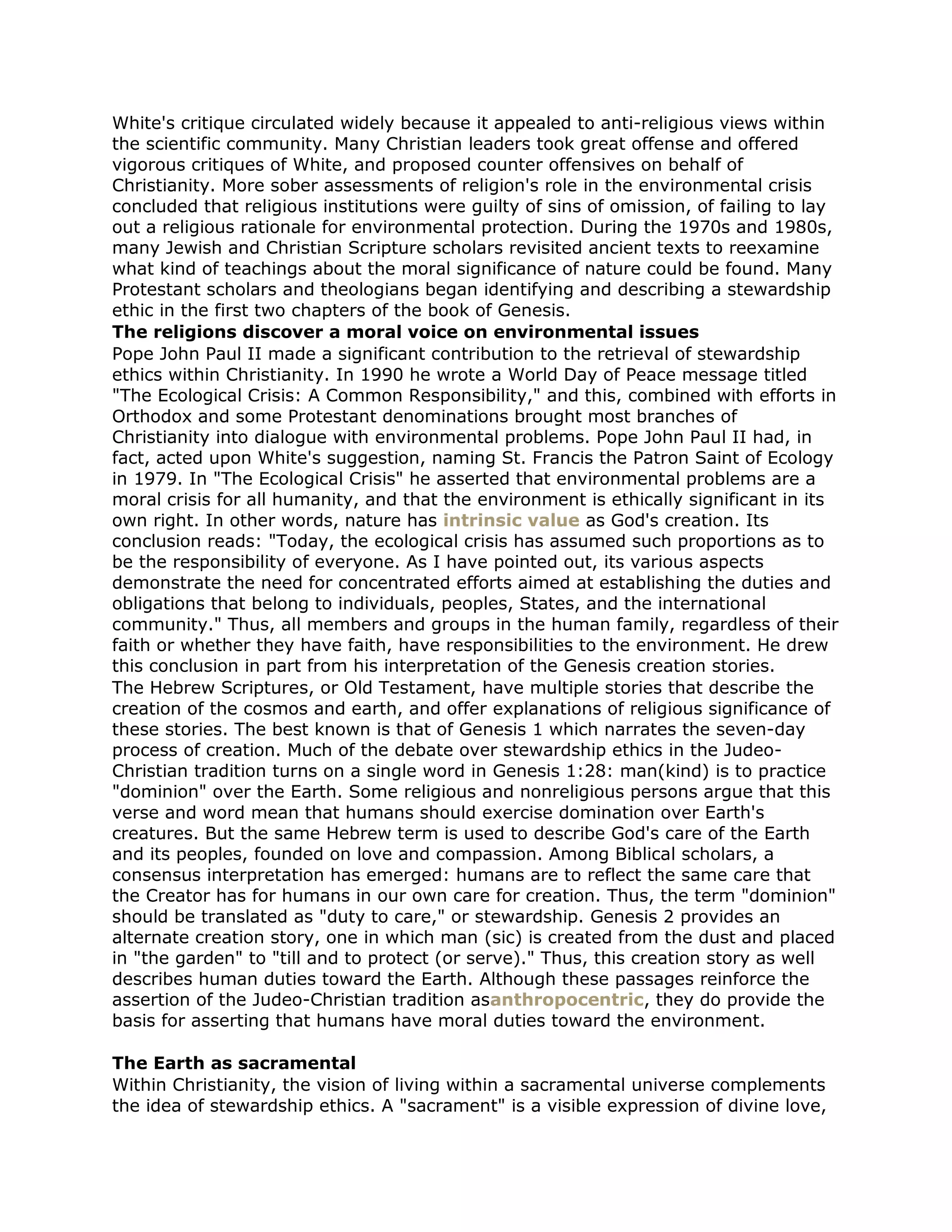 Religion and environmental ethics | DOCX