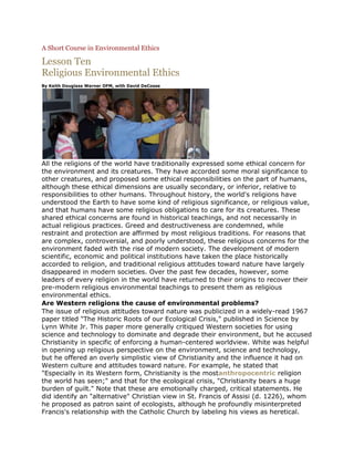 Religion and environmental ethics | PDF