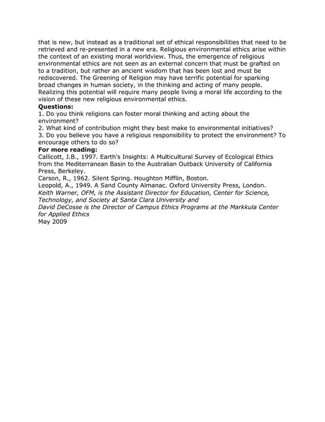 Religion and environmental ethics | PDF