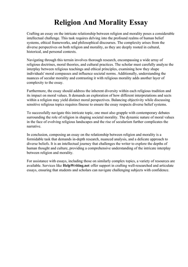 Religion And Morality Essay | PDF