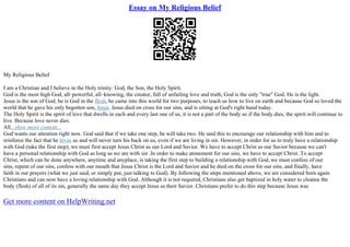 Religion And Personal Belief Essay | PPT