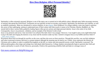 Religion And Personal Belief Essay | PPT