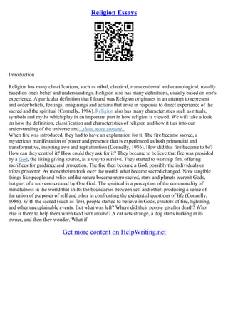 Religion Definition Essay | PDF