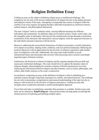 Religion Definition Essay | PDF