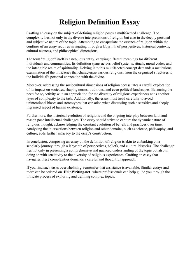 Religion Definition Essay | PDF