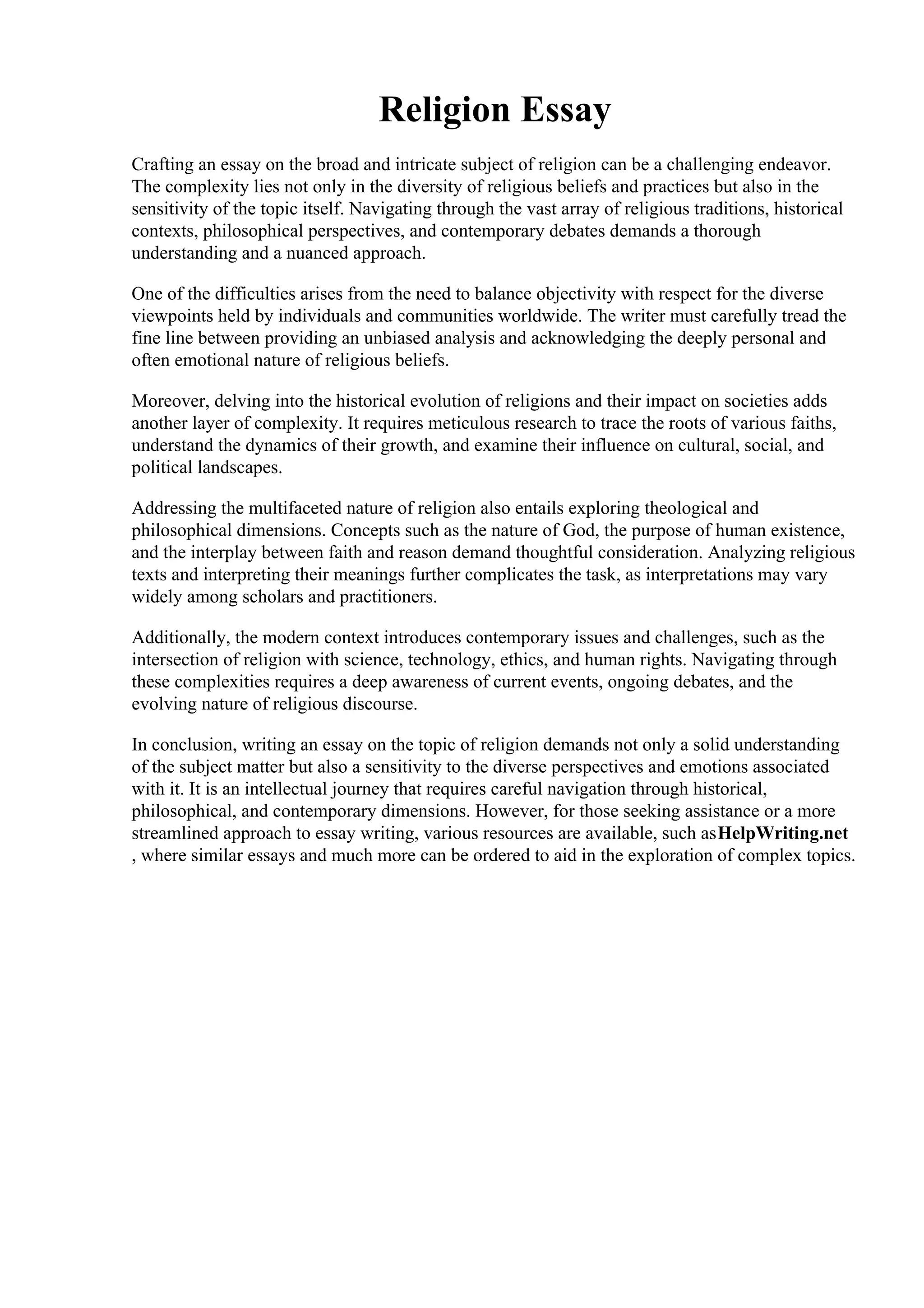 Religion Essay | PDF