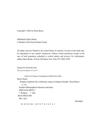 Religion explained (boyer 2001) ----- complete book | PDF
