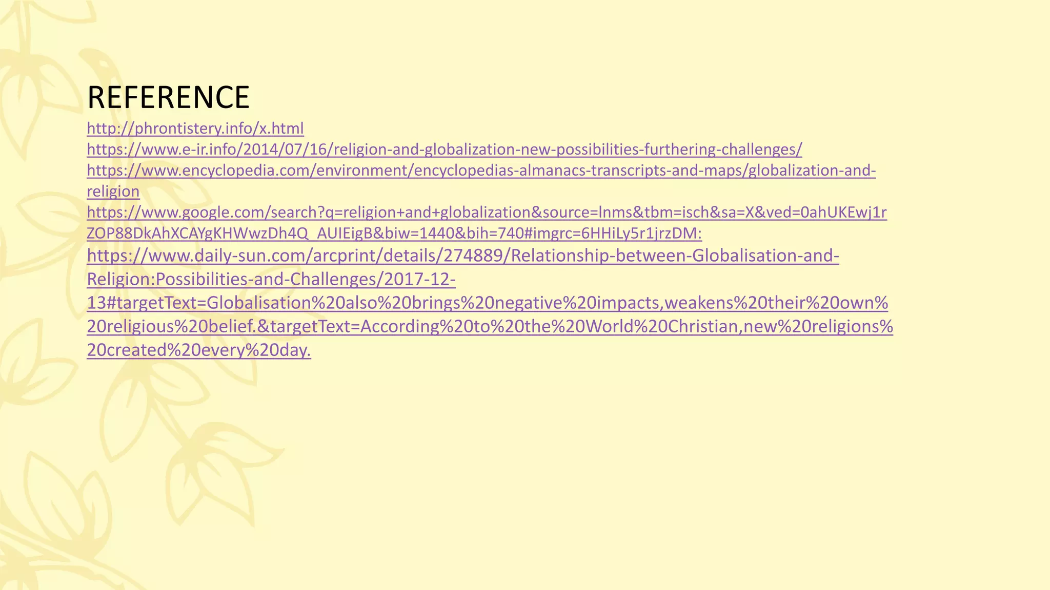 Religion: For or Against Globalization | PPTX