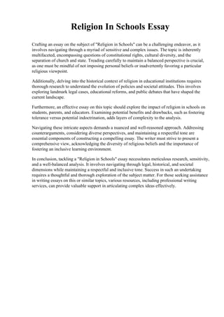 Religion In Schools Essay.pdf