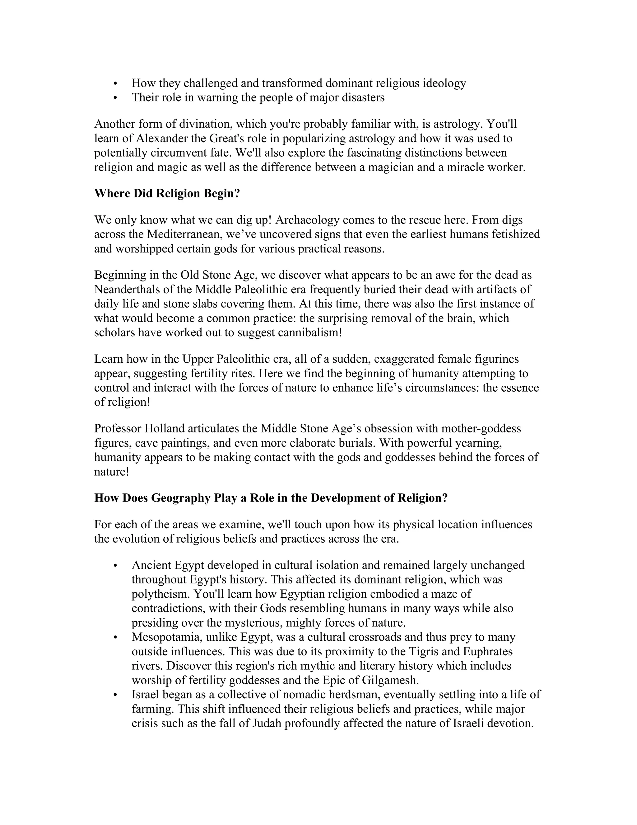 Religion in the Ancient Mediterranean: Course Description | PDF