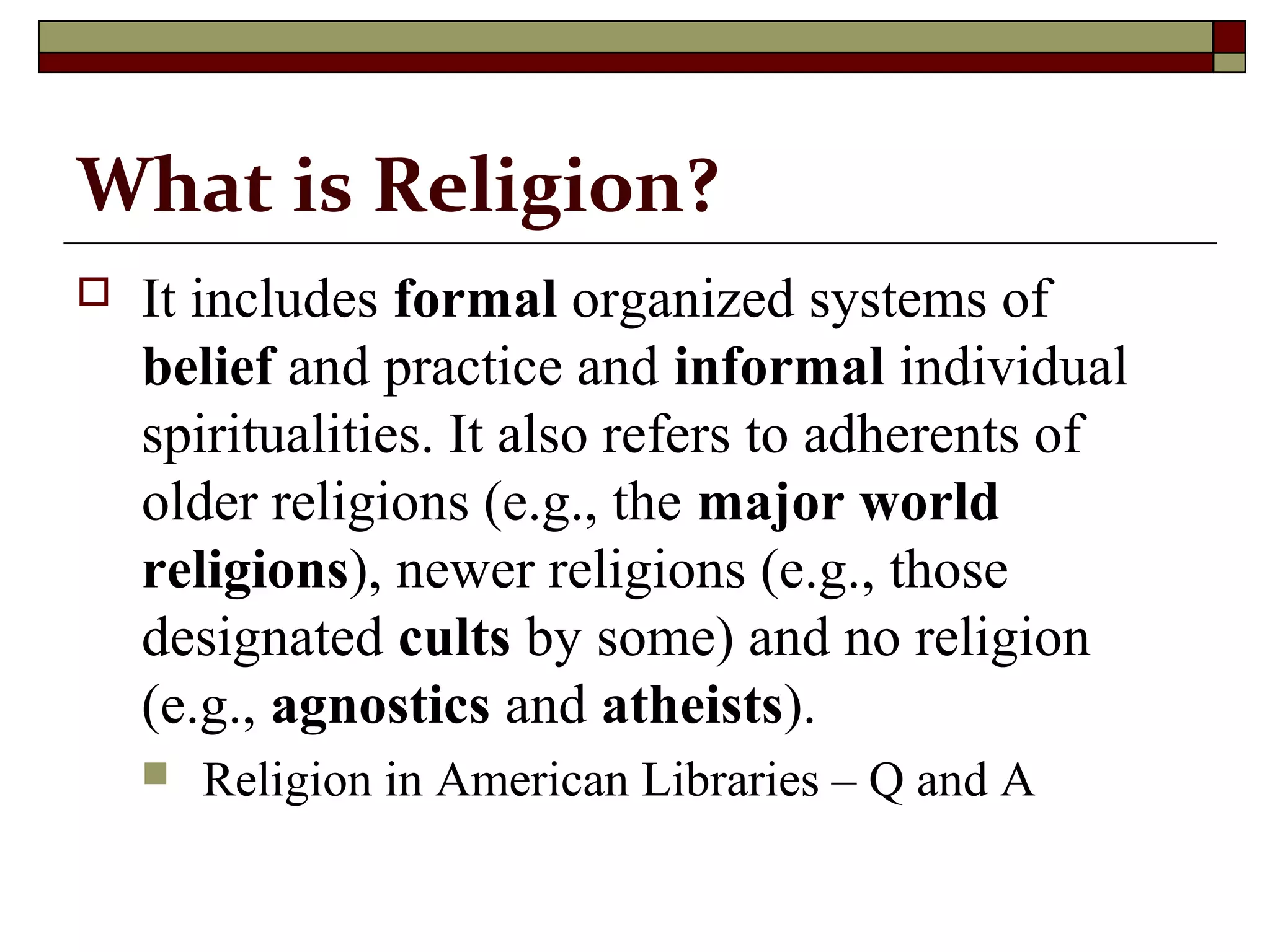 Religion and Libraries: Best Practices | PPT | Religion & Spirituality