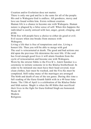 ReligionOrigin of All ThingsNature of GodView of Human Natur.docx