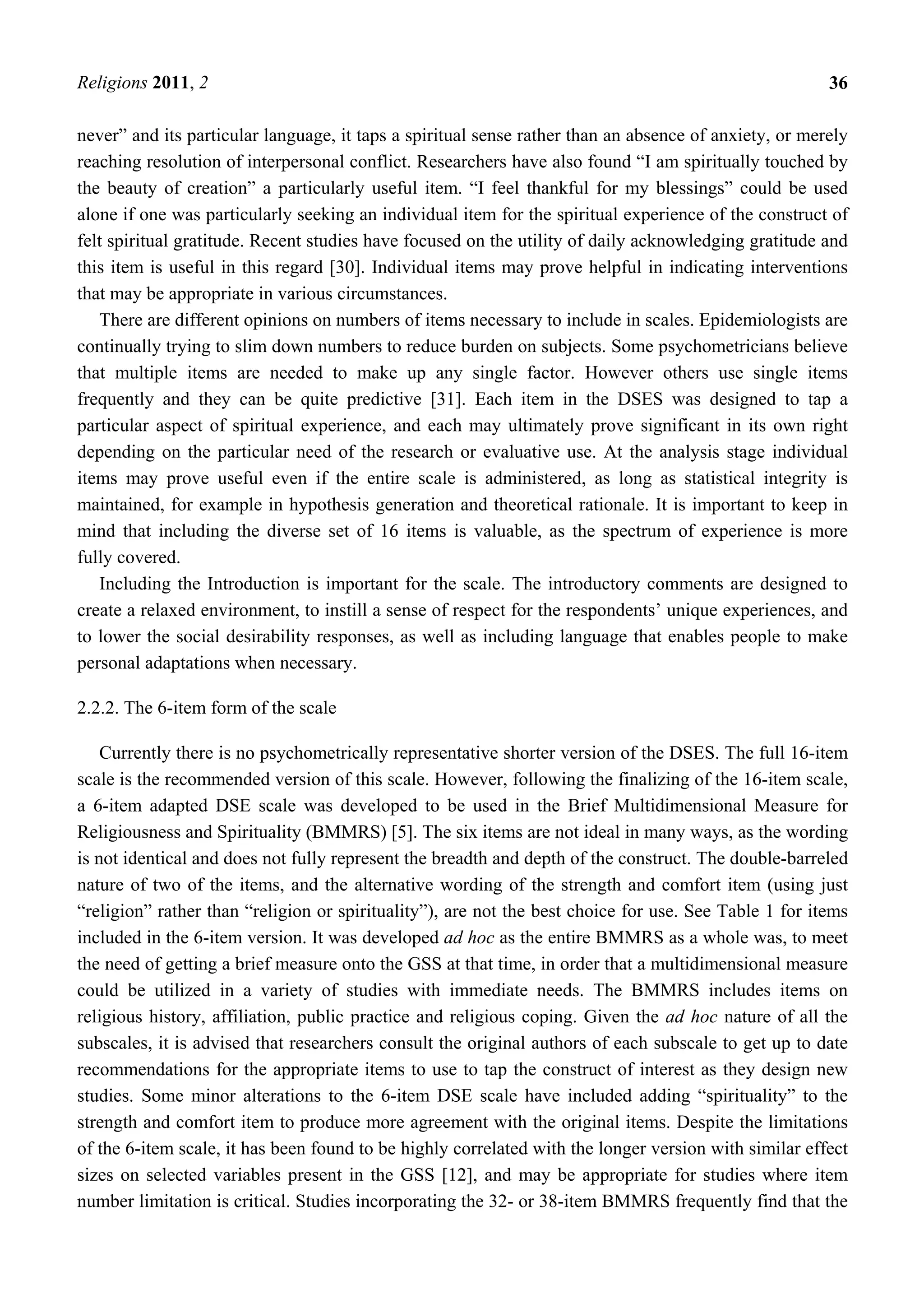 The Daily Spiritual Experience Scale | PDF