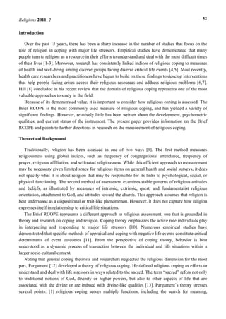 The Brief RCOPE | PDF | Mental Health | Diseases and Conditions