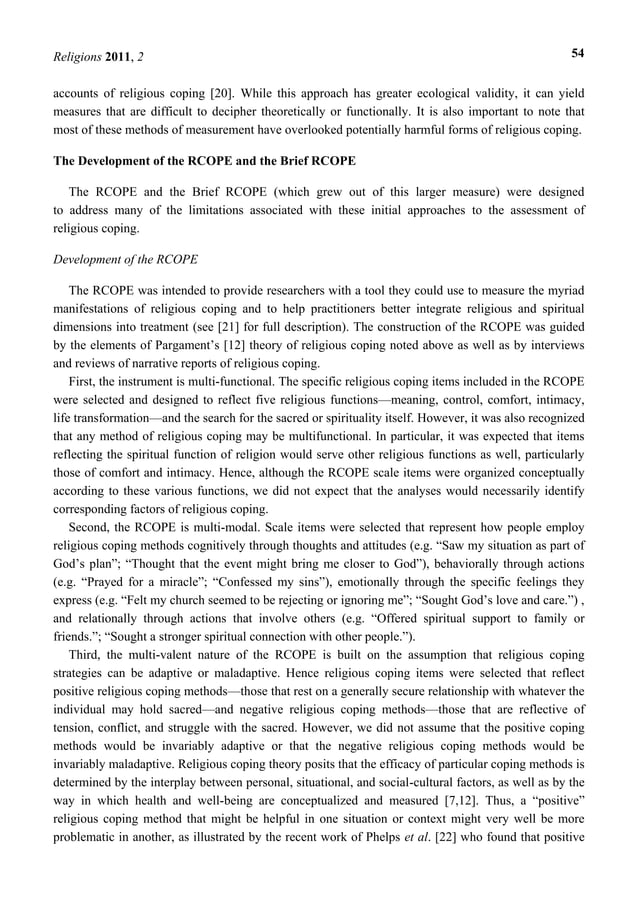 The Brief RCOPE | PDF | Mental Health | Diseases and Conditions