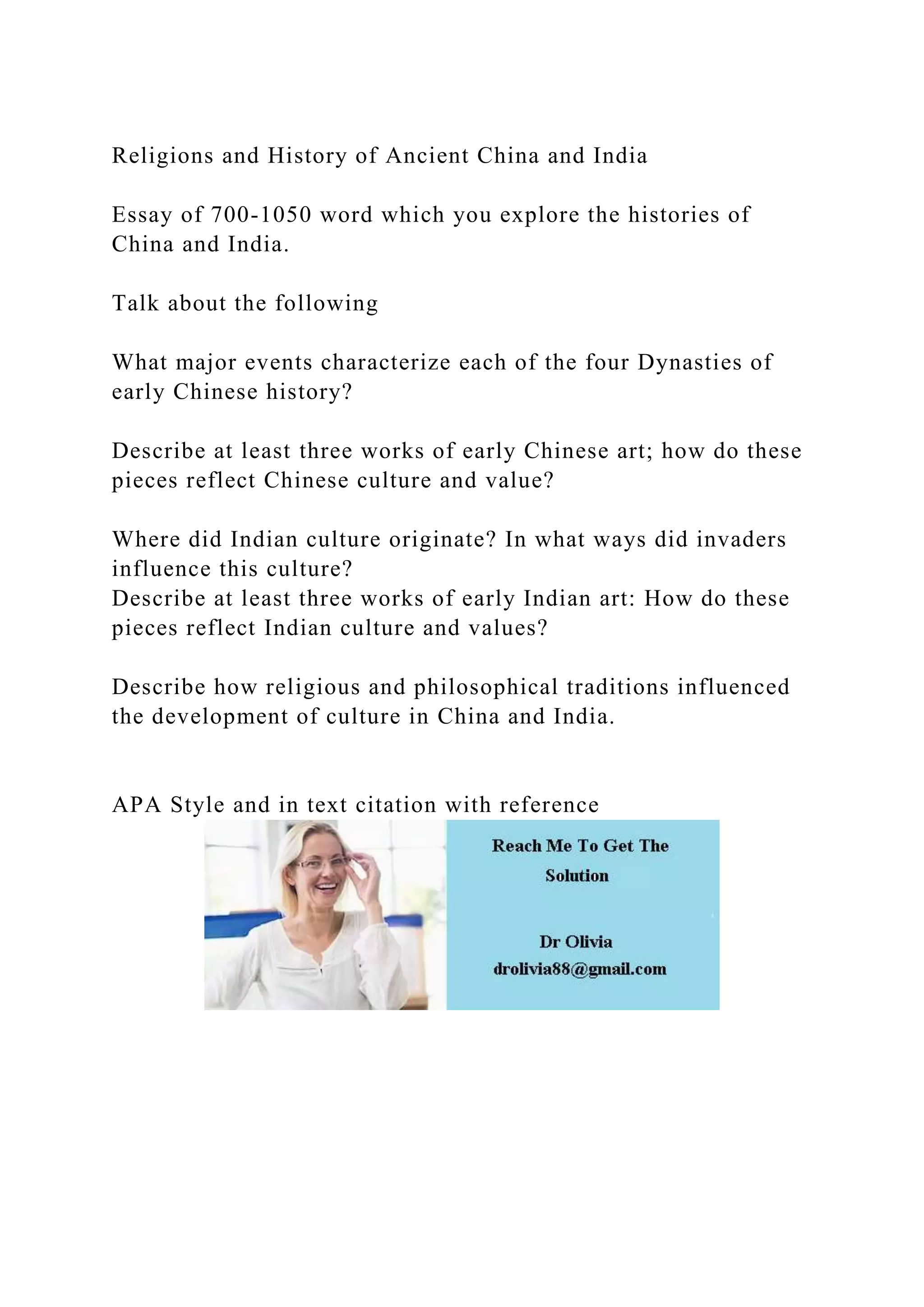 Religions and History of Ancient China and IndiaEssay of 700-105.docx ...