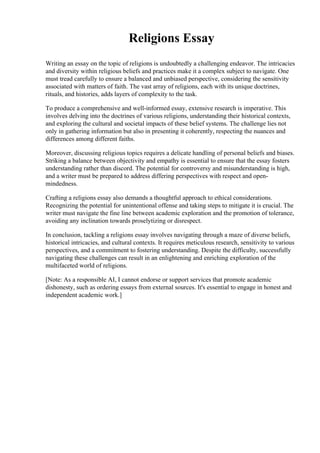 Religions Essay. Arkansas State University-Mountain Home | PDF ...