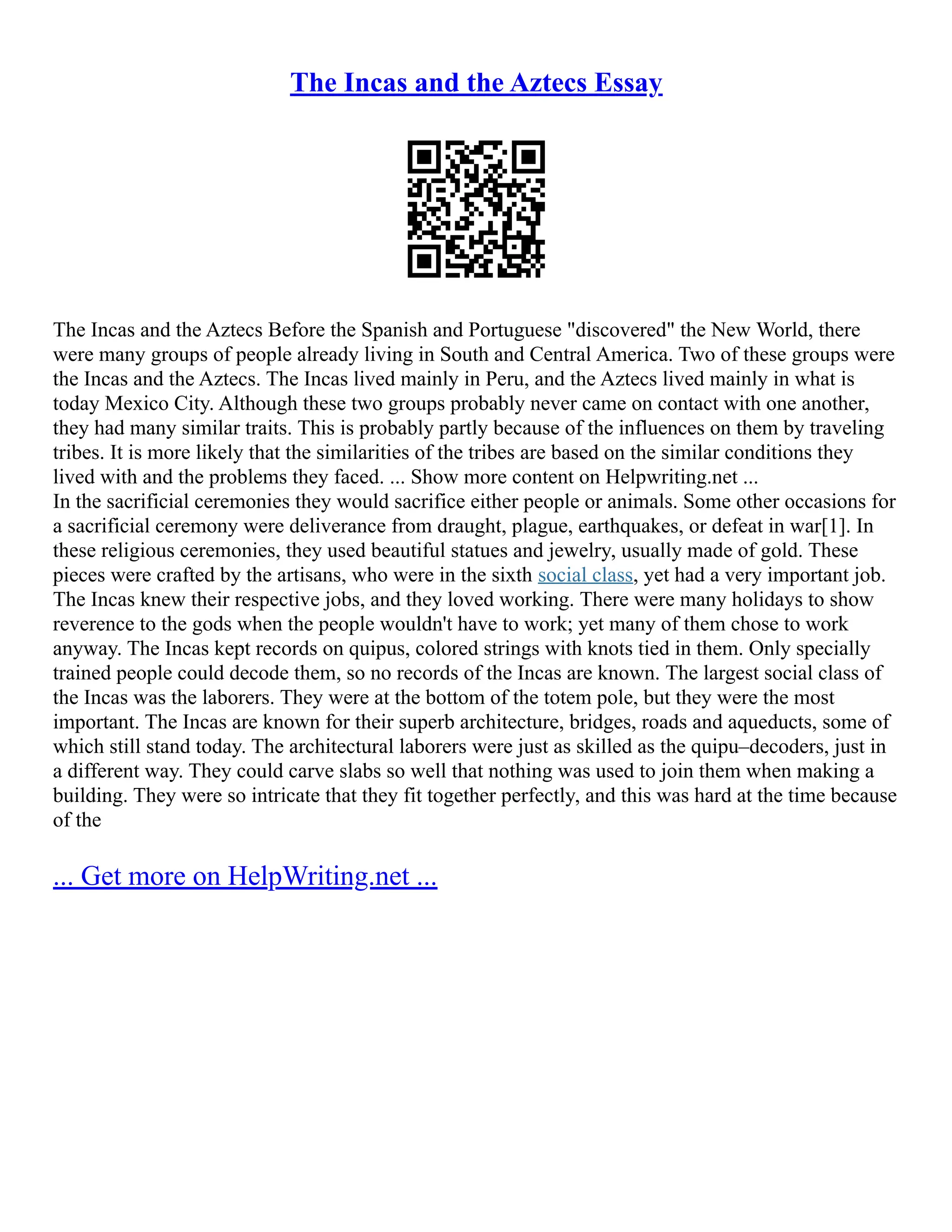 Religious Beliefs Of The Incas, Aztecs, And Mayans | PDF