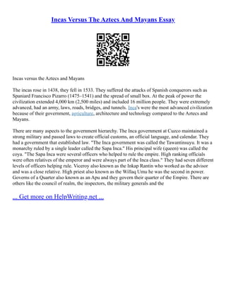 Religious Beliefs Of The Incas, Aztecs, And Mayans | PDF