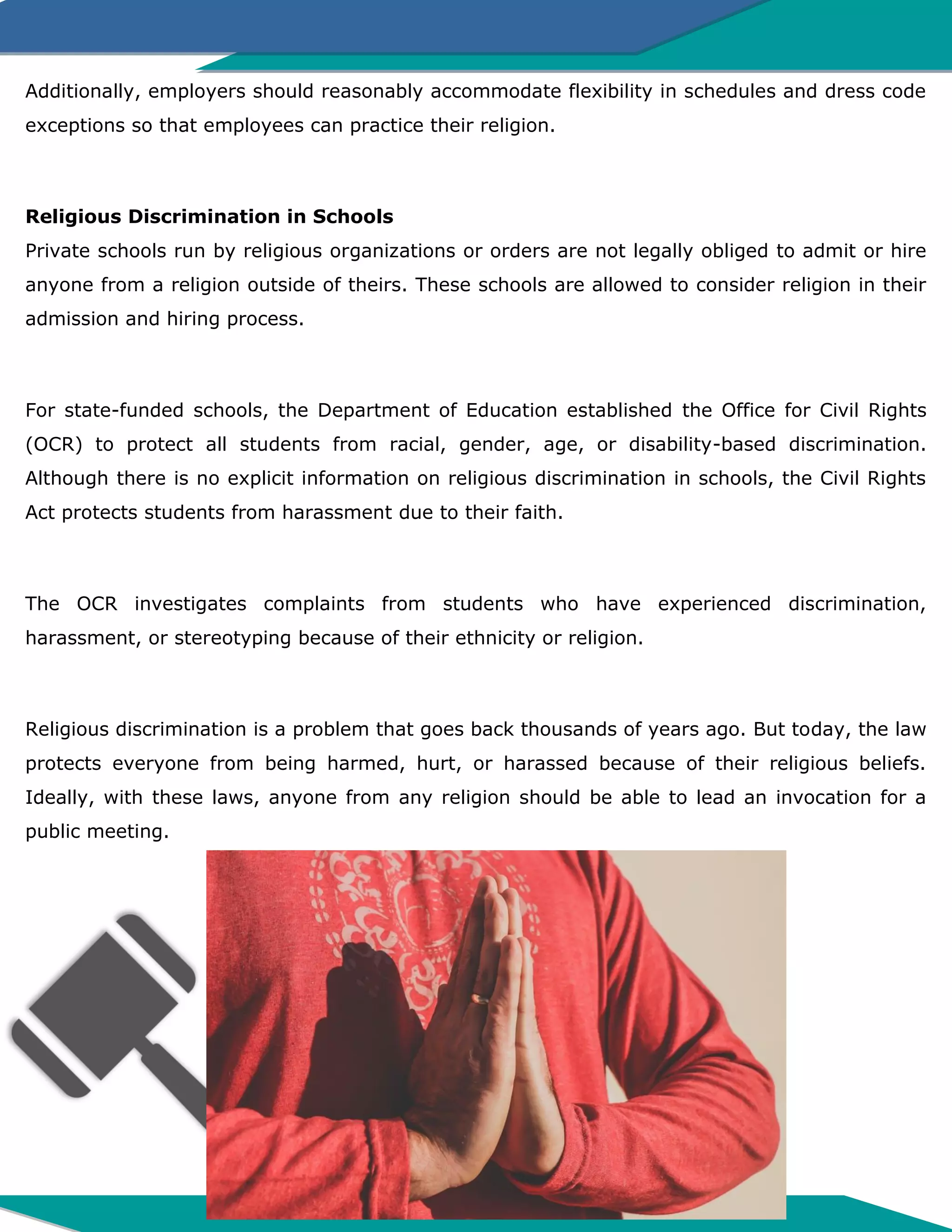 Religious Discrimination: A Look at the Legal Provisions for Workplace ...