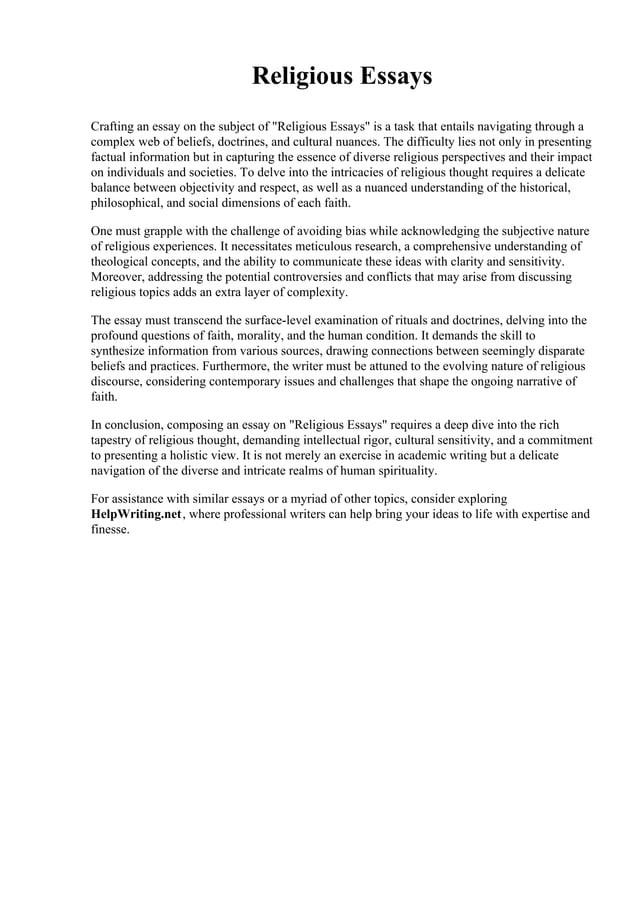 Religious Essays. Long Island University | PDF