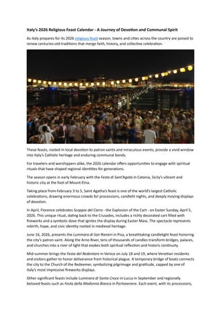 Italy’s 2026 Religious Feast Calendar: A Journey of Devotion and ...