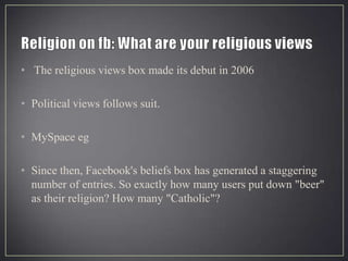 Religious identity of youngsters on facebook | PPTX
