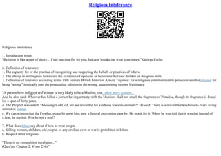 Religious Intolerance | PPT