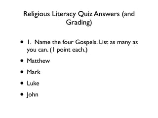 Religious literacy “quiz” | KEY