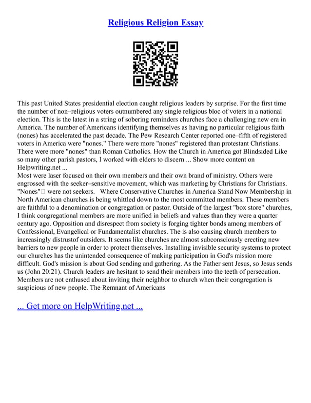 Religious Religion Essay | PDF