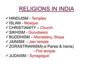 Religious shrines & centers in India | PPTX