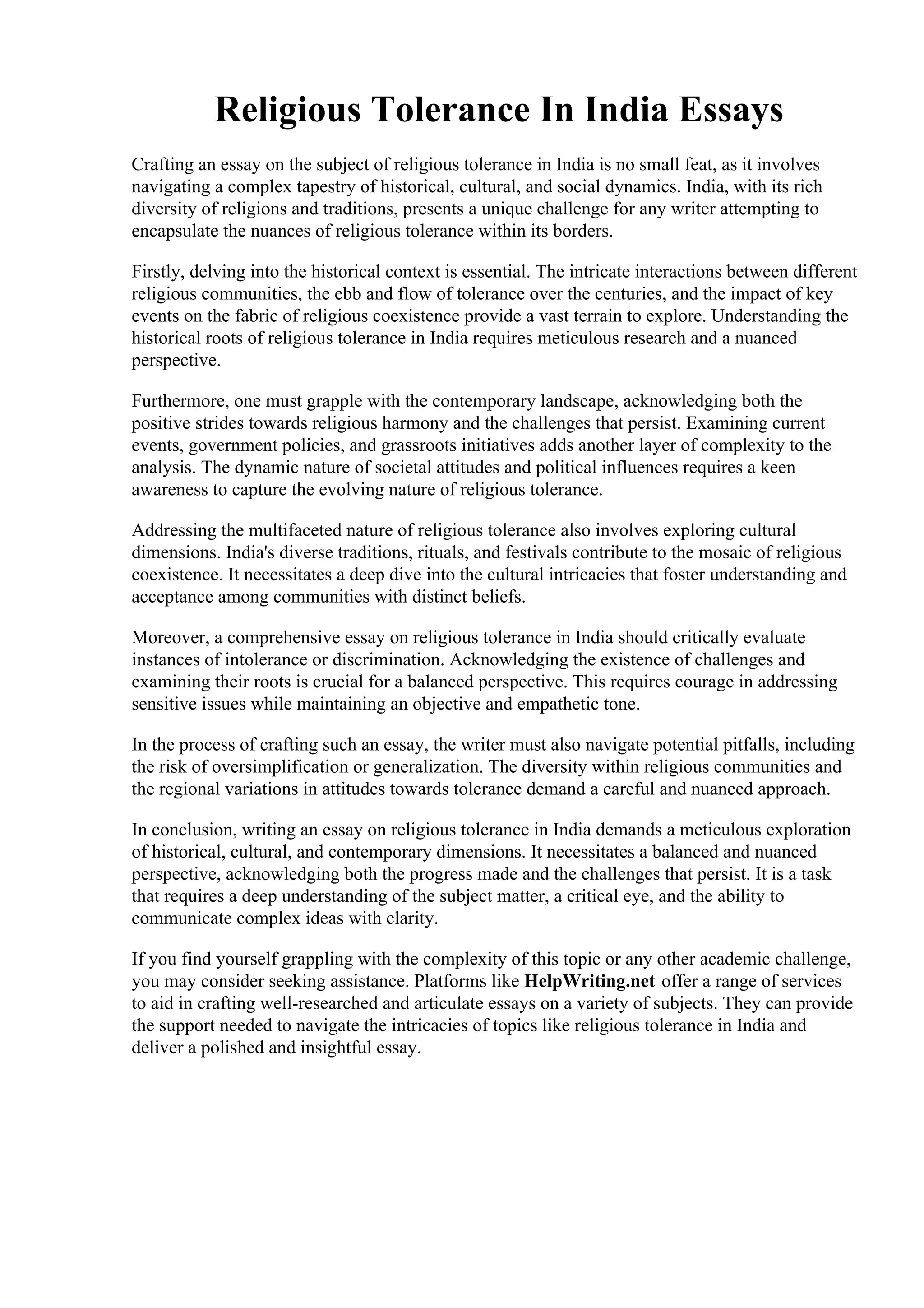 Religious Tolerance In India Essays.pdf