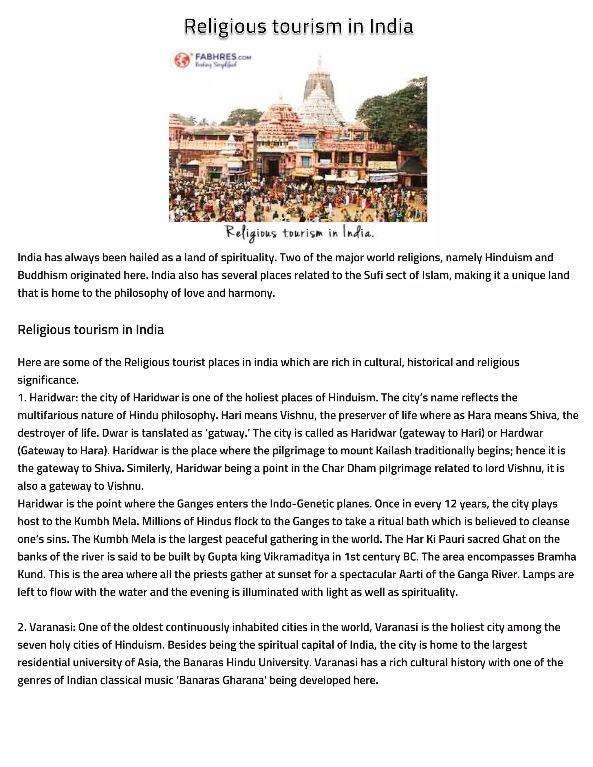 Religious tourism in india | PDF
