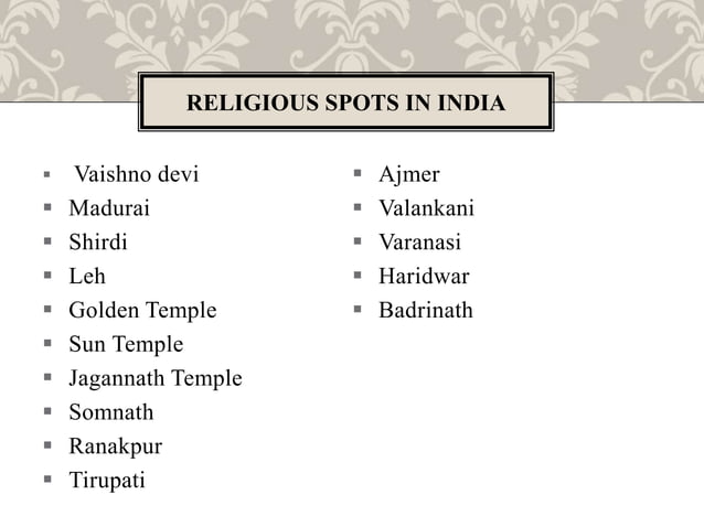 Religious tourism in India | PPTX | Asia Travel | Travel Locations
