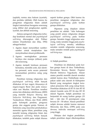 Religiusitas dan psychological well‐being | PDF
